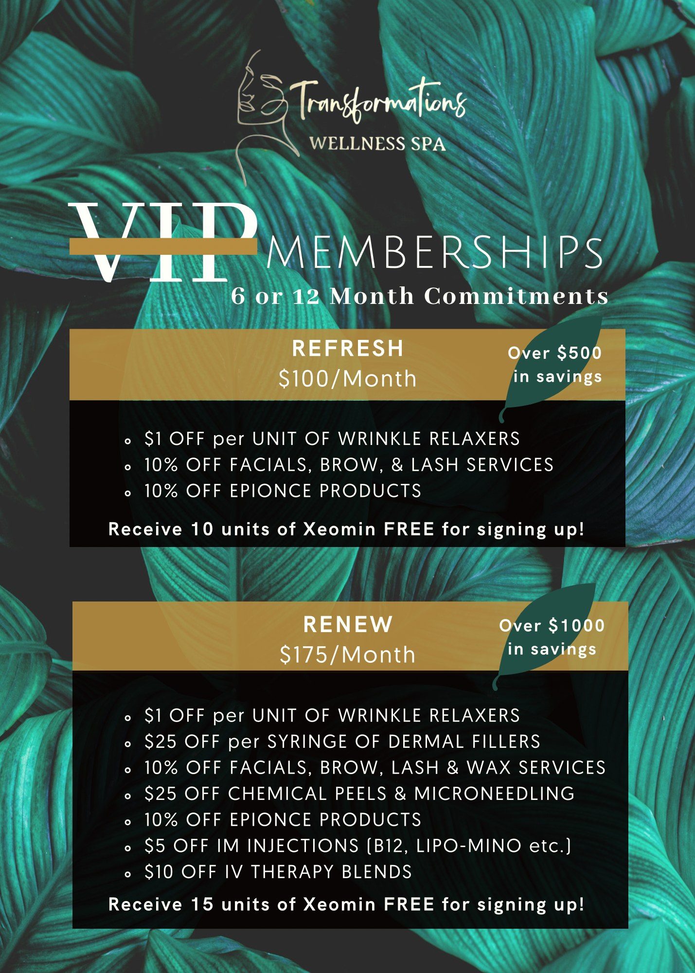 Memberships - Transformations Wellness Spa